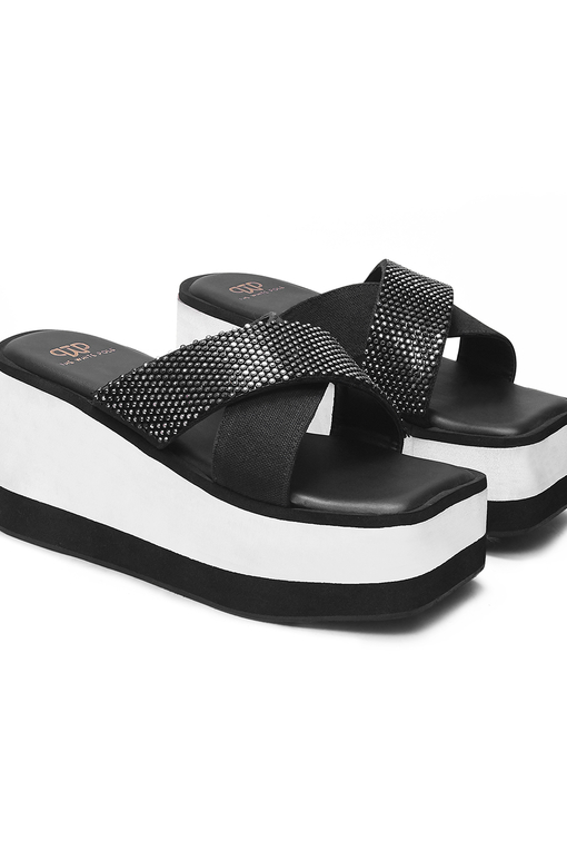 thewhitepole - Glam Crystal Ll TWP Black Platform Heel - The White Pole