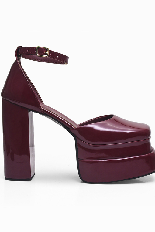 thewhitepole - Serena II TWP Maroon Block Heels - The White Pole